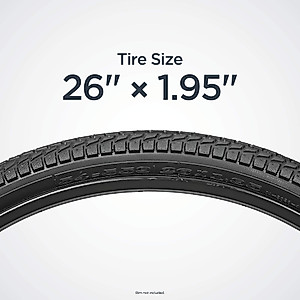 Schwinn Replacement Bike Tire, 26" x 1.95" Hybrid Bike Tire, Smooth Tread Pattern, Puncture Guard, Fits Internal Rim Widths 19mm-29mm, PSI Range 40 to 65