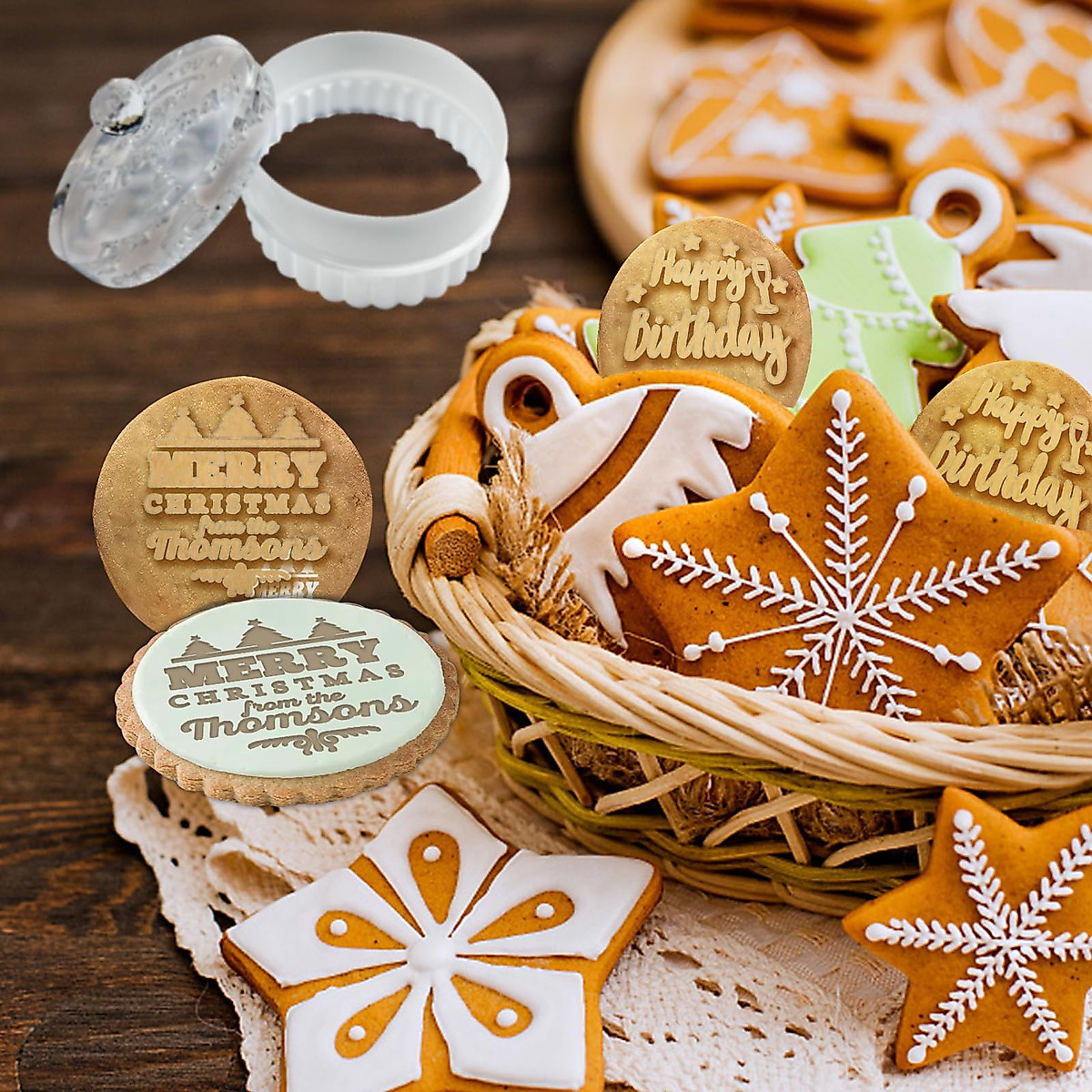 Personalized Cookie Stamp Baby Shower with Logo Family Name Custom Cookie Cutter and Stamp for Baking 3d Raised Design
