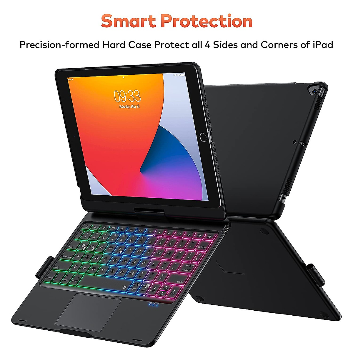 Keyboard Case Compatible with iPad 10.2 2021 9th /8th/7th Generation & iPad Pro 10.5 inch & iPad Air 3rd Gen - Wireless Backlight Keyboard with TouchPad for iPad 10.2/10.5