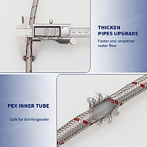 BWE 32-Inch Long Bathroom Kitchen Faucet Connector Braided Stainless Steel Supply Hose 1/2-Inch Female Compression Thread x 2 Pcs (1 Pair)