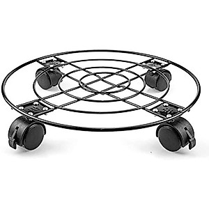 Fasmov 2 Pack 13 inches Plant Caddy, Heavy Duty Iron Potted Plant Stand with Lockable Caster Wheels, Outdoor Caddy Indoor Plant Dolly, Black