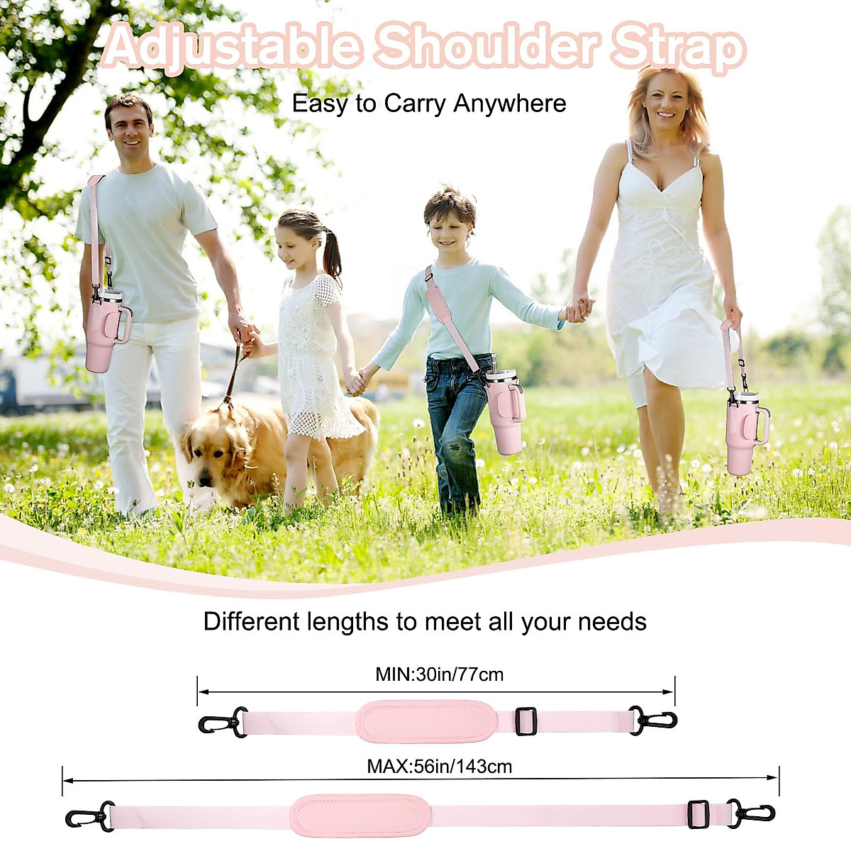 NEECZS Water Bottle Carrier Bag for Stanley 40 oz Tumbler with Handle,Neoprene Water Bottle Holder Pouch with Strap&Spill Stopper for Stanley Cup Accessories,Bottle Sling for Walking Hiking Camping