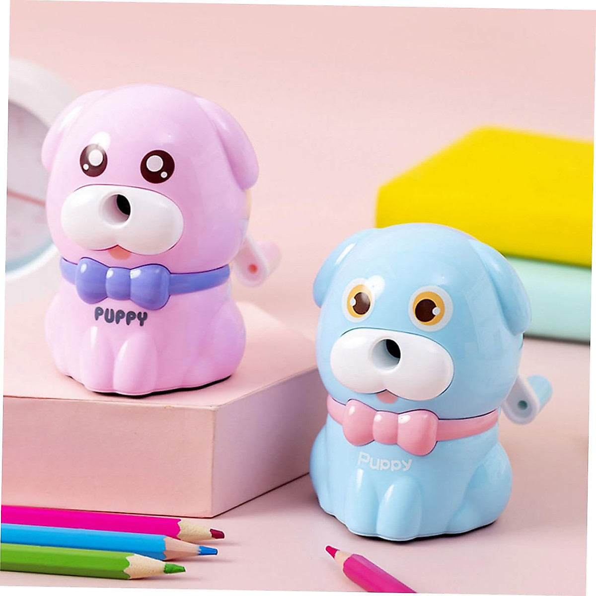 STOBOK Puppy Pencil Sharpener for Kids Manual Pencil Sharpener Mini Cute Manual Pencil Cutter for School Supplies Classroom Stationery Accessories, Pink