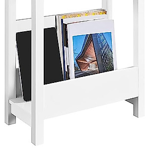 Yaheetech Small Side Table with Storage Shelf, 3-Tier Slim End Table with Magazine Rack, X Shaped Magazine Table for Living Room Home Office Balcony Small Spaces, 20? L � 10? W � 28? H, White