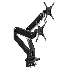 MOUNT-IT! Heavy Duty Dual Monitor Desk Mount with USB 3.0 Ports | 33 lbs Capacity Per Arm | Adjustable Gas Spring, Double Arms for Computer Monitors, Full Motion Articulating, VESA (17-35 inches)