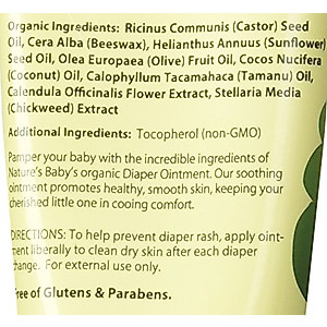 Nature's Baby Organics Organic Diaper Ointment Cream, Fragrance Free, 3-Ounce Tubes (Pack of 2)