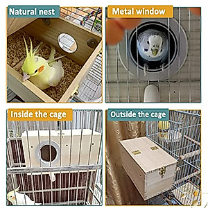 Hamiledyi Parakeet Nesting Box Wood Parrot Nest Breeding Box Kit Natural Bird House for Cage Budgie Breeder Box for Small Medium Lovebirds Conure Finch Cockatiel (5.12"×5.12"×9.84")