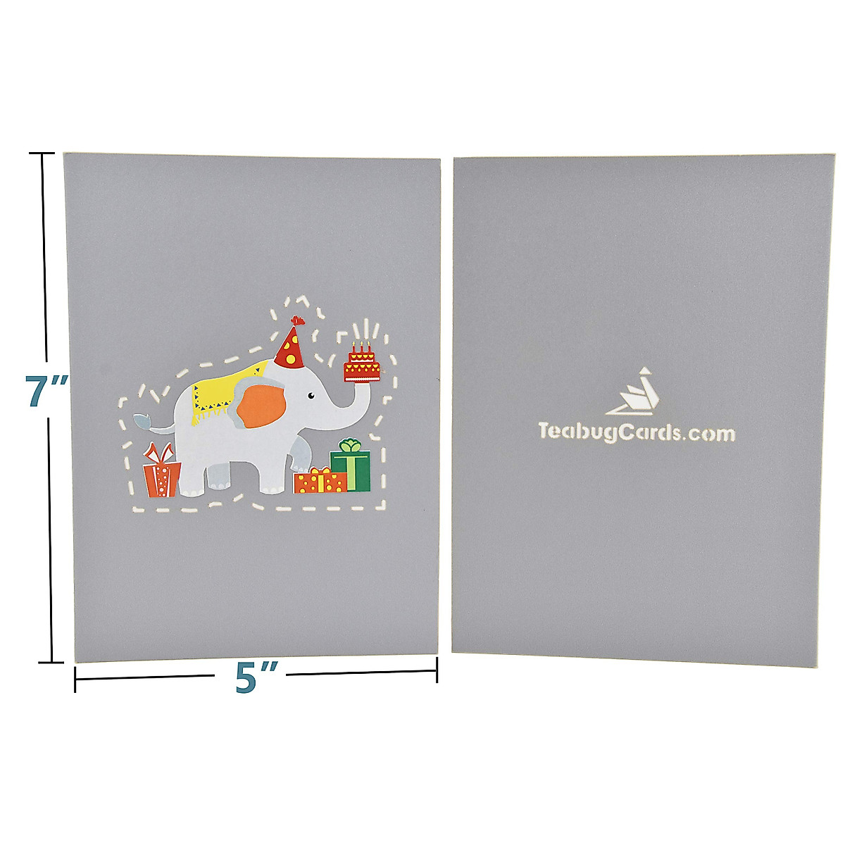 Teabug Cards Elephant Pop Up Card, Kid Birthday Card, Party Celebration Greeting Card