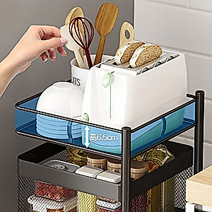 Rotating Kitchen Storage Rack, Square 4 Layer Fruit Vegetable Storage Basket Rack Snack Stand ​Household Storage Shelf for Kitchen Toilet Save Space