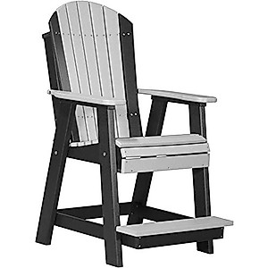 LuxCraft Adirondack Balcony Chair - Deluxe End Table Set PABC-DET28-(2 Chairs & Table) Dove Grey/Black