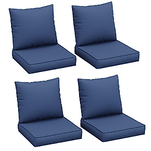 UDPATIO Outdoor Cushions for Patio Furniture, 4'' Replacement Cushions for Outdoor Furniture, Set of 4 Water-Resistant Outdoor Sectional Cushions for Sofa Couch Chair (Navy)