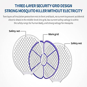 Hodiax Swing Zap 2 Pack 4500V USB Rechargeable Handheld Large Electric Purple Fly Swatter, Mosquito, Wasp Killer Racket, Bug Zapper with USB Charging Cable for Indoor and Outdoor.