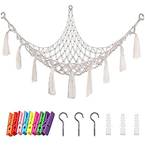 Toys Stuffed Animal Hammock for Kids Room | XL Macrame Plush Animal Net Toy Storage | Corner Toy Macrame Toy Storage Net