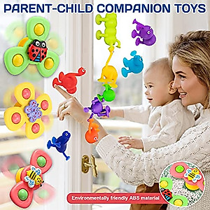 Suction Cup Spinner Toy for Baby - 12 Pcs Window Toys for Toddlers 1-3 Year Old Sucker Toys Airplane Travel Baby Spinning Toys for Babies Suction Bath Toys Gift for 1-2 Year Old