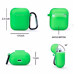 GUH Green AirPods Case Cover, Full Protection, Glows in The Dark, Made of Special Safety Silicone.(Green)