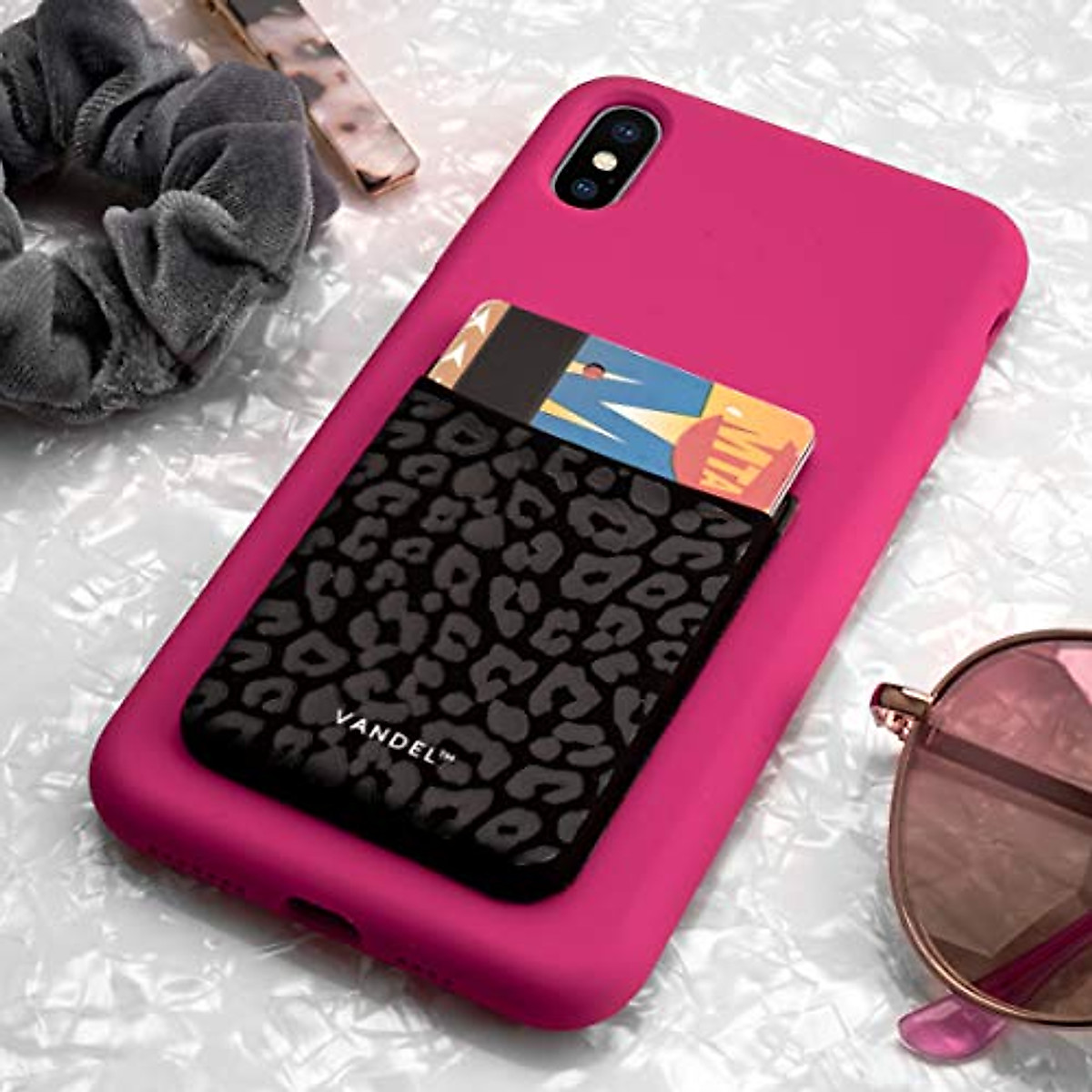 VANDEL Pocket – Stick-On Fabric Phone Wallet Stick On for Women, Cute Credit Card Holder for Phone Case, Stick On Back of Phone Fabric Sleeve for iPhone Pocket, Stretchy Wallet Phone Case