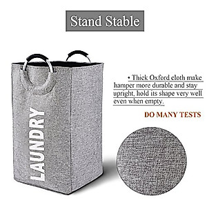 Large Collapsible Laundry Hamper Bag with Handles, 15 x 15 x 26 Inches Foldable Clothes Basket for Washing Storage