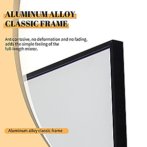 Beauty4U Full Length Mirror for Wall Full Body Mirror Wall Mounted Long Mirror Over The Door Mirror with Black Aluminum Alloy Simple Frame for Bedroom Living Room, 48”x 12”