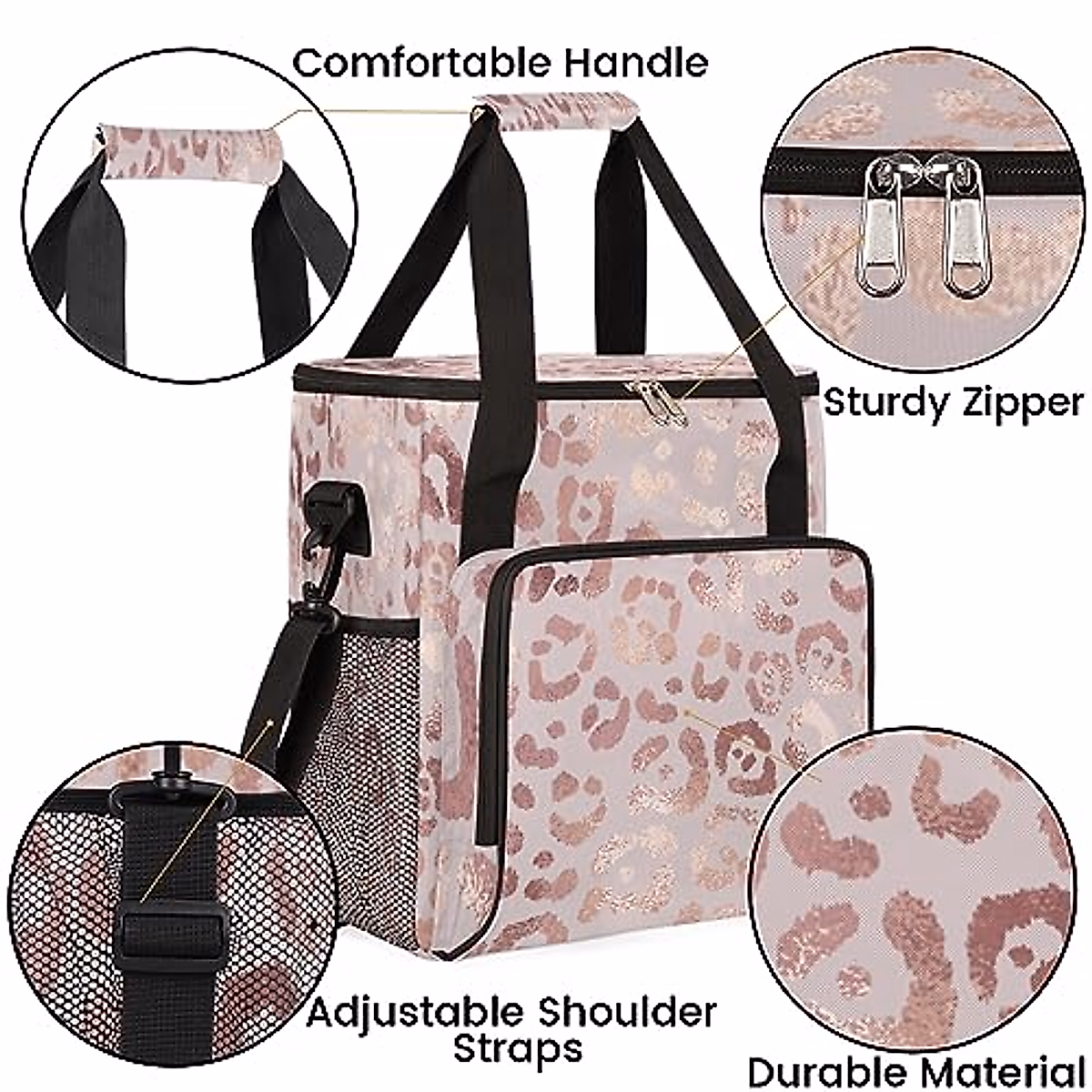 cfpolar Coffee Maker Carrying Bag Pink Leopard Travel Coffee Machine Bag Carrying Organizer Case Portable Single Serve Coffee Brewer Tote Bag Storage Bag for Camping Picnic