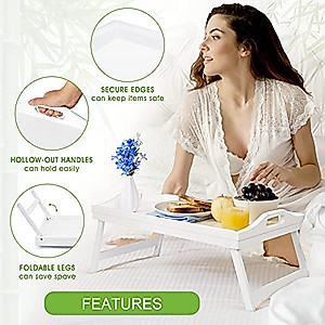 Artmeer Bed Tray Table with Folding Legs Wooden Serving Breakfast in Bed or Platter Tray,TV Table Laptop Computer Tray Snack Tray Large Size