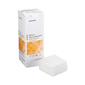 McKesson Woven Gauze Sponges, Non-Sterile, 12-Ply, 100% Cotton, 3 in x 3 in, 200 Per Pack, 20 Packs, 4000 Total