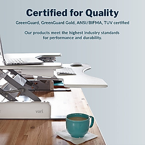 Vari - VariDesk Pro Plus 36 - Dual Monitor Standing Desk Converter - Adjustable Desk Riser with 11 Height Settings - Stand Up Home Office Workstation - Rising Desk with Spring Loaded Lift (White)