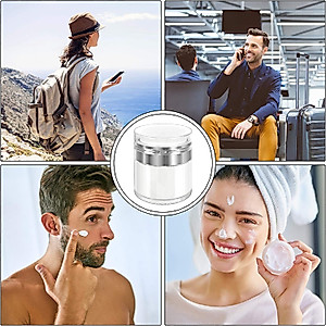 Minsily 4 Pack Airless Pump Jars, 1.7 oz Airless Pump Bottles Cream Jar Vacuum Cosmetics Pump Bottle Dispenser Travel Container Empty Airless Cosmetic Container for Skincare Cream Lotions Moisturizer