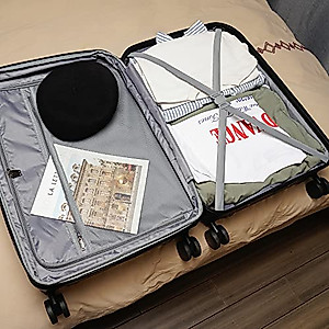 GinzaTravel 3-Piece ABS Luggage Set with TSA Locks, Expandable, and Friction-Resistant in Black - Includes 20", 24" & 28" Spinner Suitcases