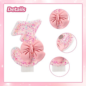 Pink 15 Birthday Candles,Birthday Candles for Cake 15,Number 15 Candle Sparkly Pink Decorations for Theme Party Anniversary Celebration Supplies