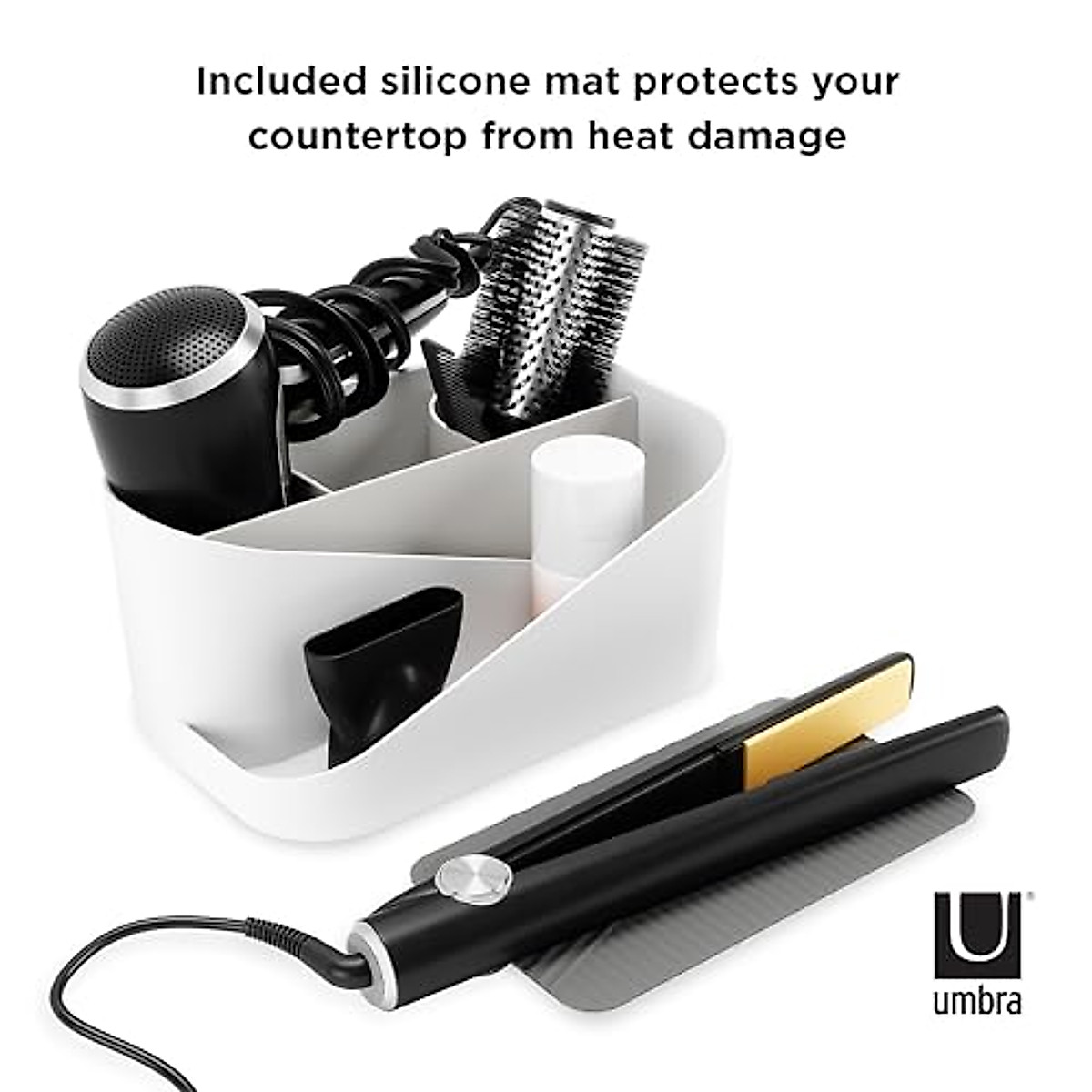 Umbra Glam Cosmetic and Accessory Organizer, Hair Tool, White