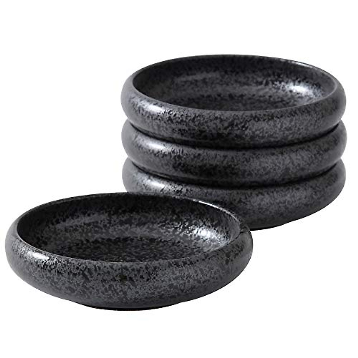 Uaral Japanese Plates Serving Dishes,Salad Bowl Set,Dessert Plate,Appetizer Plate Set of 4,5.5inch(Black Speckled)