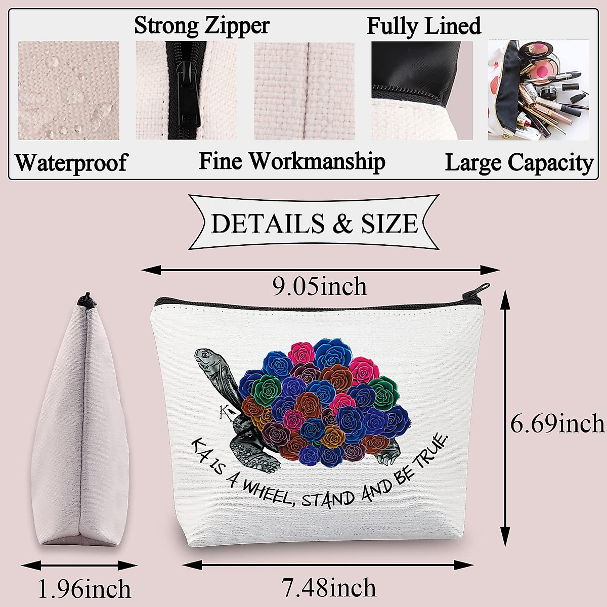 BDPWSS Ka Is A Wheel Stand And Be True Makeup Bag Book Lover Gift Bookworm Gift Book Themed Gift Dark Tower Gift (Wheel Be True)