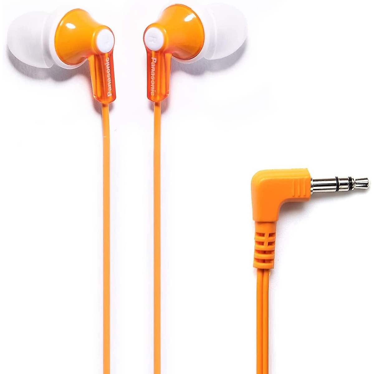 Panasonic ErgoFit In-Ear Earbud Headphones RP-HJE120-D (Orange) Dynamic Crystal Clear Sound, Ergonomic Comfort-Fit