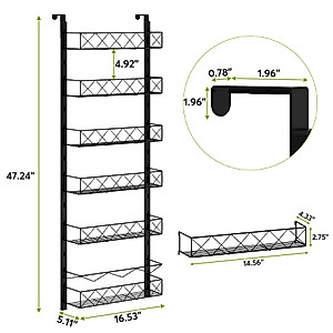 1Easylife Over The Door Pantry Organizer Rack, 6-Tier Adjustable Pantry Organization and Storage, Heavy-duty Metal Door Spice Rack with Detachable Baskets, Hanging Can Organizer for Kitchen Pantry