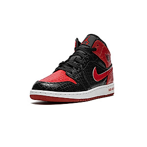 Nike Men's Air Jordan 1 Mid Sneaker, Black/Gym Red-white, 10