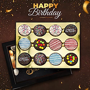Chocolate Cookies Birthday Gift Basket for Men and Women - Gourmet Chocolate Happy Birthday treats for Food Gifts, Chocolate Gift Box by Empire Delights, 12 Count