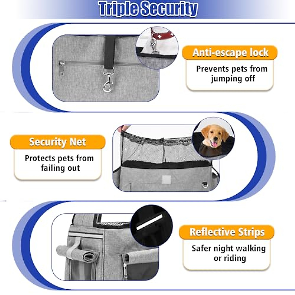 Tarovvoo Dog Sling Carrier for Medium Dogs Small Dogs 10-20lbs, Dog Carrier Bag, Pet Carrier Sling with Breathable Windows, Hard Bottom, Hand-Free for Outdoor Travel (Grey)