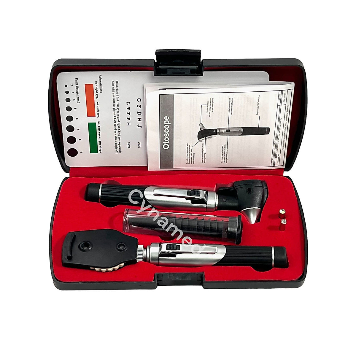 BLACK OTOSCOPE SET -LED Otoscope/School Kit-CYNAMED