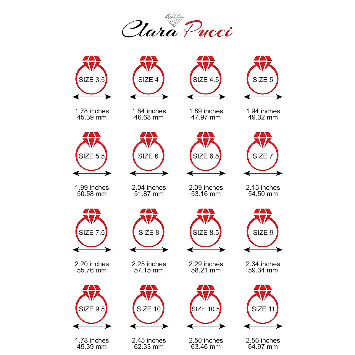 Clara Pucci 3.36 ct Princess Cut Genuine Zircon 14k White Gold Solitaire W/Accents Wedding Bridal Engagement Set Ring Band Size 4.5