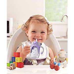 Bunnytoo Baby Sippy Cup with Weighted Straw, Ideal for 1+ Year Old and Transitioning Infants 6-12 Months, Spill-Proof, Easy to Hold Handles, 8oz (240ml) Toddler Training Cup (Blue)