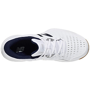 New Balance mens 696 V4 Hard Court Tennis Shoe, White/Navy, 10.5 US
