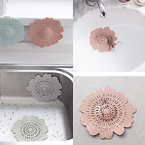 litymitzromq Sewer Plug Floor Drain Cover,Lovely Flower Shape Bath Kitchen Waste Sink Strainer Stopper Drain Cover Filter Pink