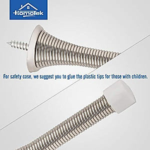 HOMOTEK 12 Pack Spring Door Stopper with Rubber Bumper 3-1/8" Flexible Heavy Duty Wall Door Stop Low Mounted Bumper for Home (Satin Nickel)