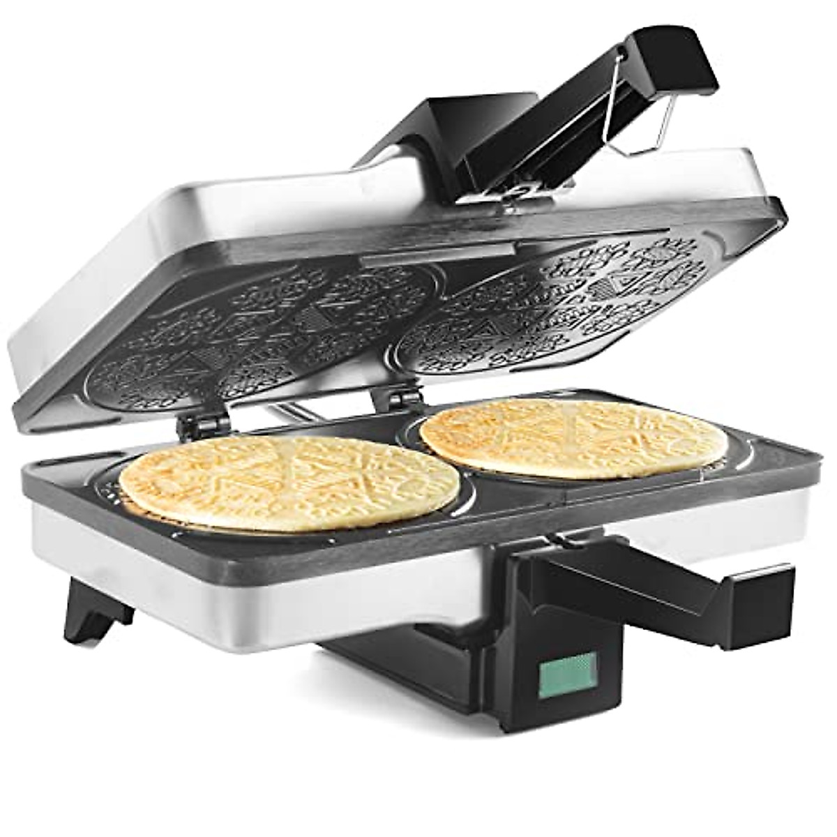 CucinaPro Krumkake Baker By Cucina Pro - 100% Non Stick, Makes Two Krumkake Pizzelle-Like Cookies, Great for Cannoli Filling & Cones