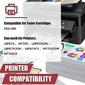 Replacement CRG069 Toner Cartridges Compatible for Canon CRG069 CRG-069 069 Toner Cartridge Work for Canon LBP673 MF750 LBP673CDN LBP673CDW LBP674CX MF752CDW Printer Combo Pack