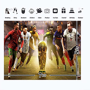 World Cup 2022 Backdrop 7x5ft Super Football Star Background Qatar World Cup 2022 Album Poster for Wall Decorations Vinyl Soccer Football Birthday Banner for Kids
