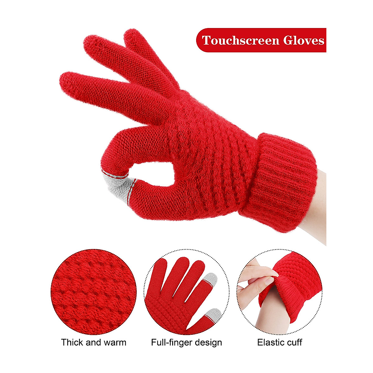 Motarto Winter Warm Set Knitted Beanie, Scarf, Touchscreen Gloves, Warm Cover Cold Weather Gear for Men and Women