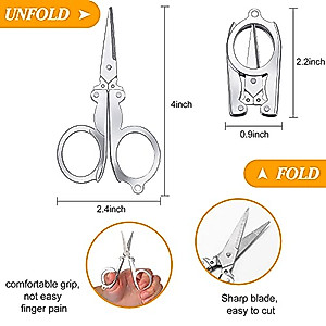 3 Pieces Folding Scissors Stainless Steel Portable Scissors Foldable Small Scissors Portable Travel Scissors Mini Folding Scissors Cutter for Home Travel, Silver
