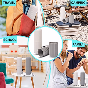 UCEC Toothbrush Case for Traveling, Portable Toothbrush Holders Travel Case, Toothbrush Holders for Travel, Camp, Home, School, Business, Bathroom, 2 Pack (Grey, White)