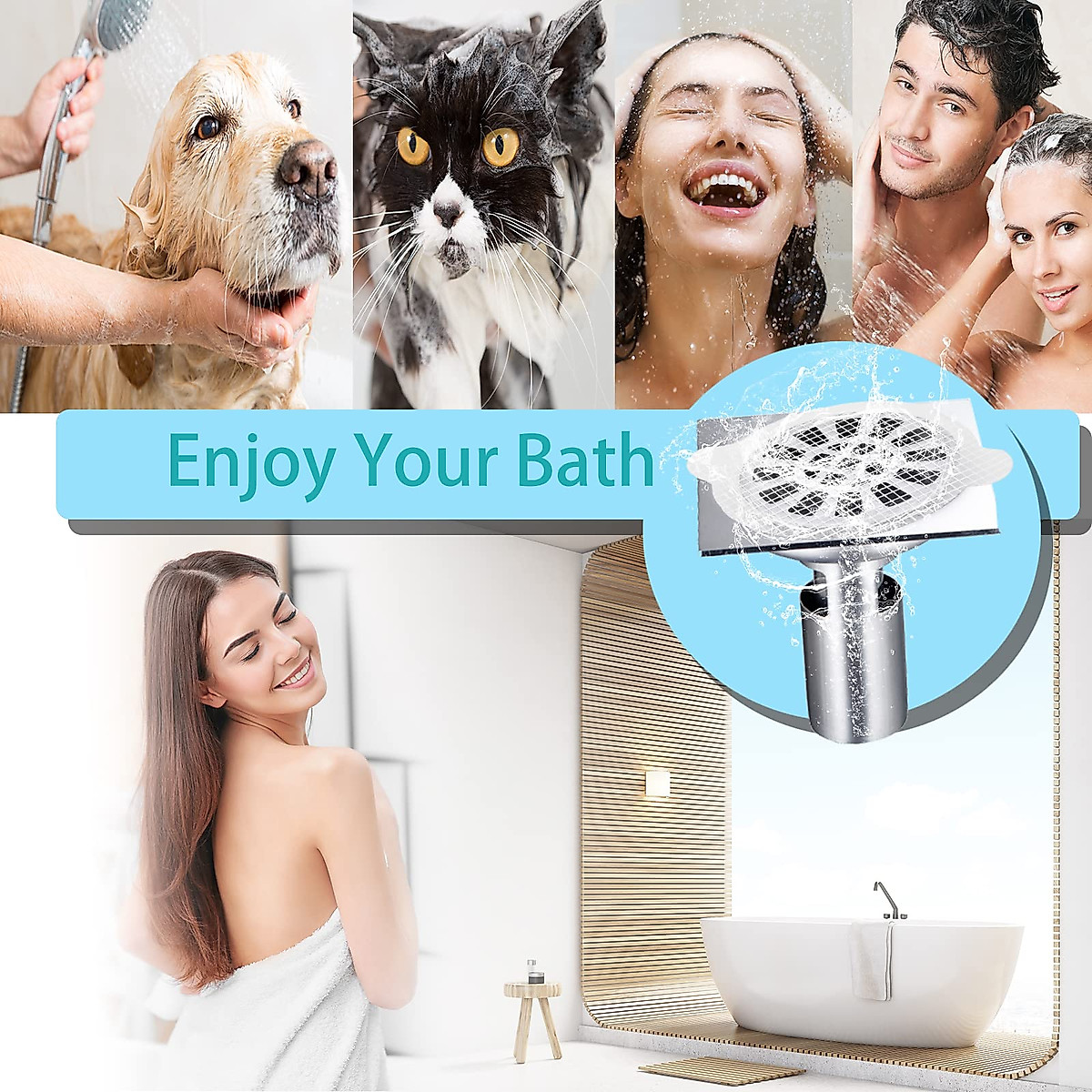 Disposable Shower Drain Hair Catcher Stickers, 30 PCS Mesh Stickers 4.3'' with Clean Tweezers, Shower Drain Stickers Not Rot Anti-Blockage